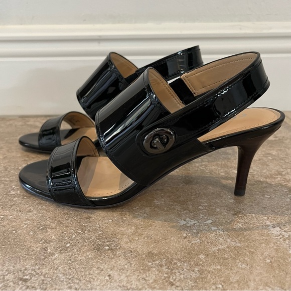 Shoes | Coach Marla Black Patent Leather Slingback Pump Heels Strap ...